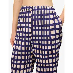 Issey Miyake Printed Pleated Knitted Trousers