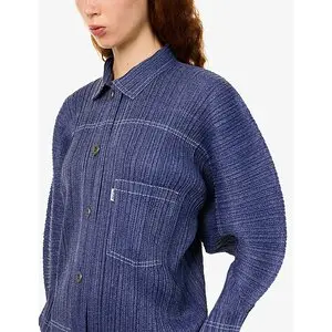 Issey Miyake Structured Pleated Denim Jacket