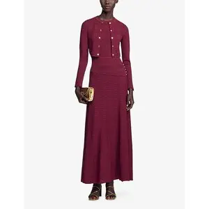 Sandro Cropped Pointelle-knit Cardigan