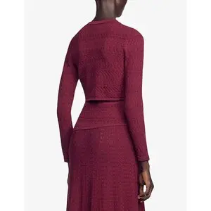 Sandro Cropped Pointelle-knit Cardigan