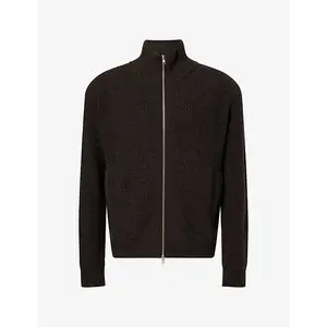 SONG FOR THE MUTE Funnel-neck Zip-up Wool-blend Cardigan - Brown