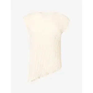 Issey Miyake Unfurling Pleats Asymmetric Knitted Top - Neutral