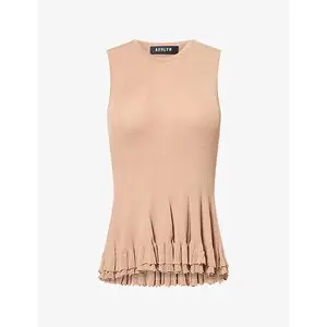 ASHLYN Greer Sheer Crew-neck Woven Top - Tan