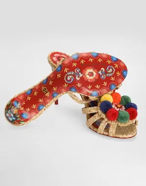 Dolce & Gabbana Rose-print Calfskin Keira Mules - Multicolor