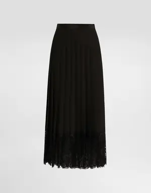 Dolce & Gabbana Pleated Chiffon Skirt With Lace Trim