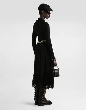Dolce & Gabbana Pleated Chiffon Skirt With Lace Trim