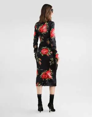 Dolce & Gabbana Rose Bouquet-print Sheath Dress
