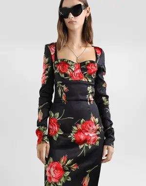 Dolce & Gabbana Rose Bouquet-print Sheath Dress