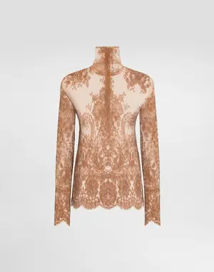 Dolce & Gabbana Chantilly Lace Blouse Shirts And Tops - Beige