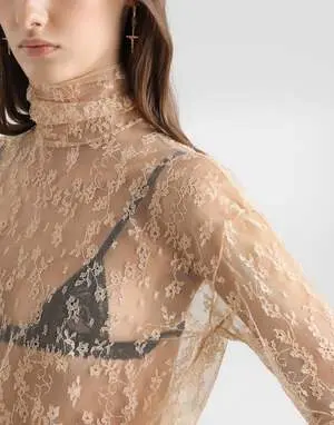 Dolce & Gabbana Chantilly Lace High Neck Blouse - Multicolor