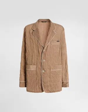 Dolce & Gabbana Crinkled Striped Fabric Shirt-style Vanity Robe Shirts - Multicolor