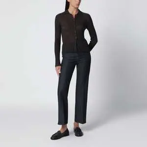 Brunello Cucinelli Sparkling Ribbed Silk Blend Cardigan