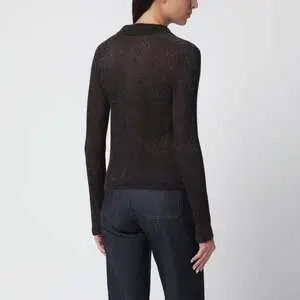 Brunello Cucinelli Sparkling Ribbed Silk Blend Cardigan