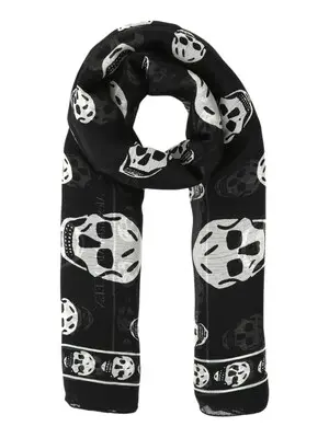 Alexander McQueen Classic Skull-print Silk Scarf - Black