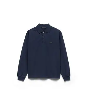 Prada Long-sleeved Cotton Polo Shirt - Navy