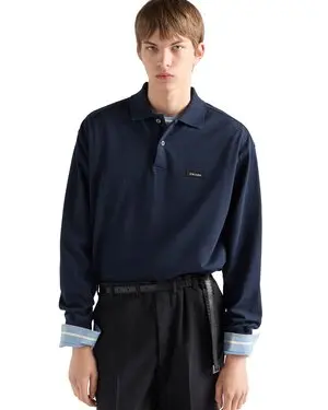 Prada Long-sleeved Cotton Polo Shirt
