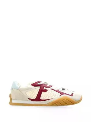 Fendi Wave Pulse White Salmon Leather Low-tops Sneakers - Neutrals