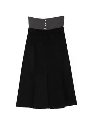 SYSTEM Pinstriped Layered-waist Midi Skirt - Black