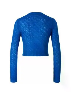 JIL SANDER Pointelle-knit Cropped Sweater - Blue