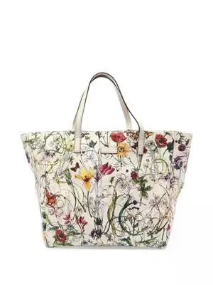 Gucci 2000-2015 Canvas Flora Tote Bag - White