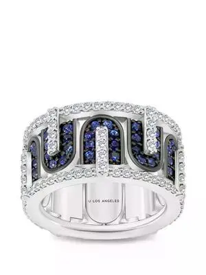 U LOS ANGELES Diamond And Sapphire U Ring In 18k White Gold - Silver