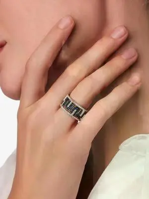 U LOS ANGELES Diamond And Sapphire U Ring In 18k White Gold