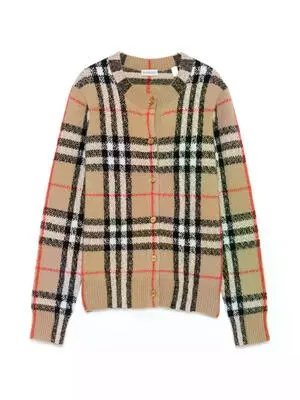 Burberry Check-pattern Button-up Cardigan - Neutrals