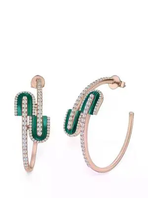 U LOS ANGELES Malachite And Diamond Hoop Earrings - Pink