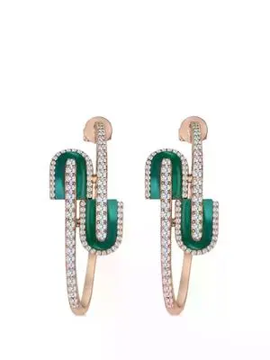 U LOS ANGELES Malachite And Diamond Hoop Earrings In 18k Rose Gold - Pink