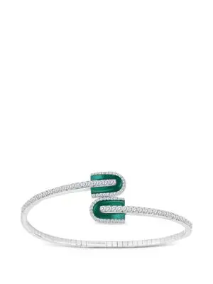 U LOS ANGELES Diamond And Malachite Bangle Bracelet - Silver
