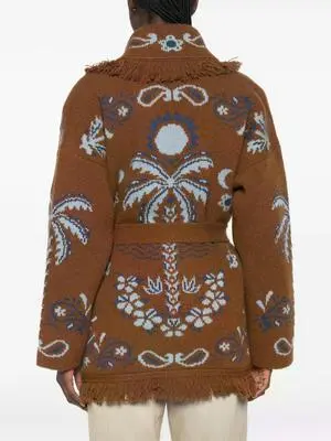 Alanui Fringe-trimmed Intarsia Cardigan