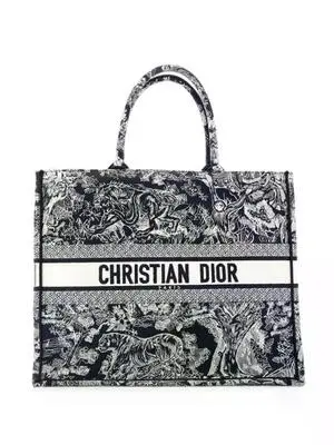 Dior Book Embroidered Canvas Large Tote Bag - Blue