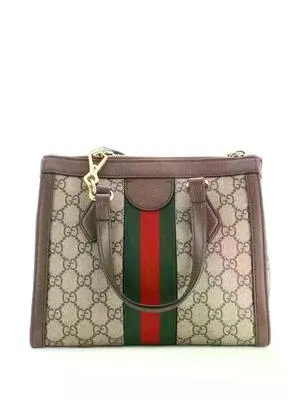 Gucci Ophidia Top Handle Gg Coated Canvas Small Tote Bag - Brown