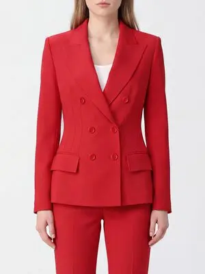 Elisabetta Franchi Double-breasted Crêpe Blazer With Padded Shoulders - Red