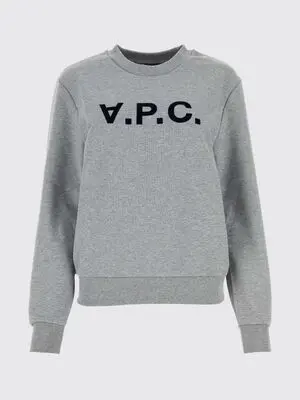 A.p.c. Organic Cotton Crewneck Sweatshirt With Contrast Logo - Grey
