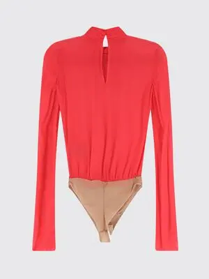 Elisabetta Franchi Long-sleeved Georgette Blouse With Jewel Neck - Red