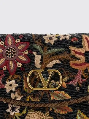 Valentino Garavani Floral Embroidered Beaded Shoulder Bag