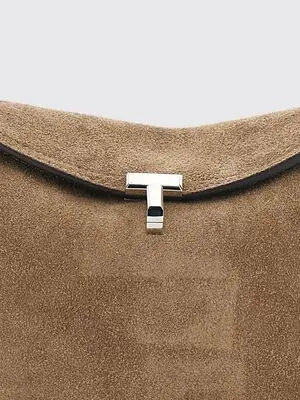 TOTEME T-lock Suede Clutch With Metallic Monogram