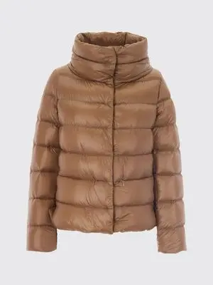 Herno Short Quilted Ultralight Nylon Down Jacket With High Neck And Drawstring - Camel