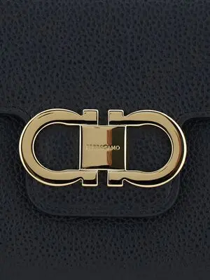 FERRAGAMO Gancini Pouch In Grained Calfskin With Wrist Strap