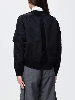 Sacai Bi-colour Cotton And Nylon Cardigan - Black