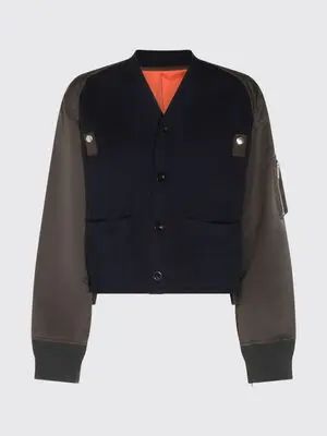 Sacai Bi-colour Cotton And Nylon Cardigan