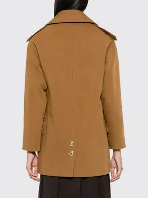 Elisabetta Franchi Double-breasted Knee-length Coat With Metallic Buttons - Brown