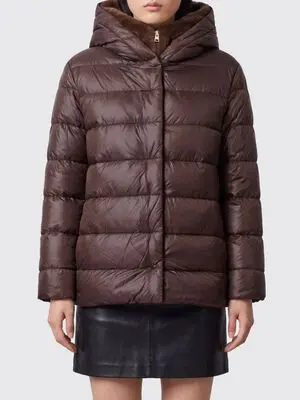 Herno Water-repellent Nylon Down Jacket With Shearling Hood - Brown