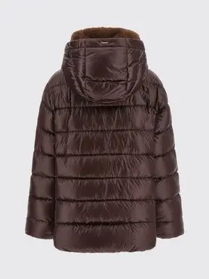 Herno Water-repellent Nylon Down Jacket With Shearling Hood - Brown