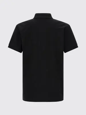 BOSS Short-sleeved Cotton Polo Shirt With Contrasting Logo - Black