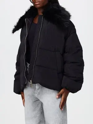 TWINSET Water-repellent Cropped Puffer Jacket With Removable Faux Fur Collar