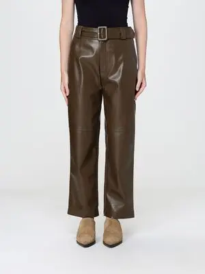 TWINSET High-waisted Straight-leg Cropped Faux Leather Trousers With Belt - Green