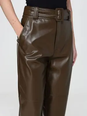 TWINSET High-waisted Straight-leg Cropped Faux Leather Trousers With Belt - Green