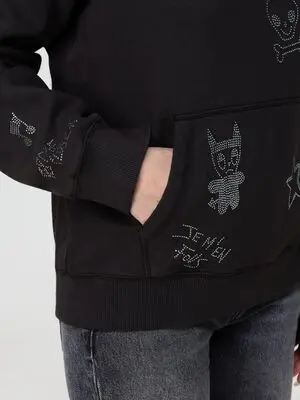 Zadig&Voltaire Oversized Cotton Hoodie With Rhinestone Logo Embellishment